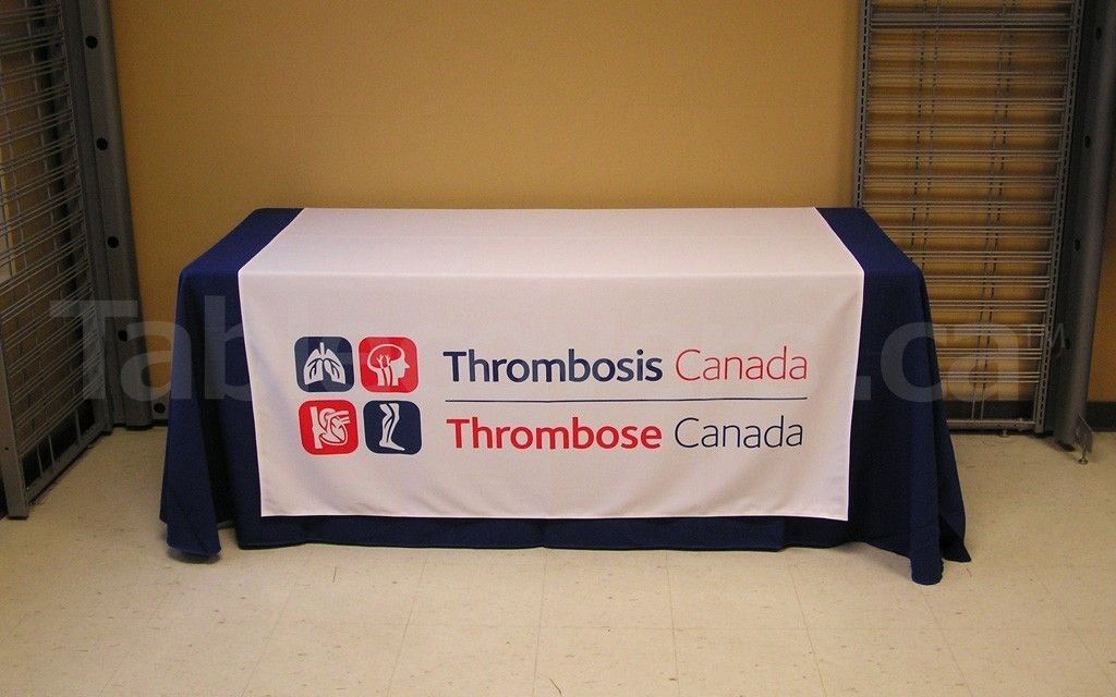 60" x 60" trade show table runner with logo custom printed