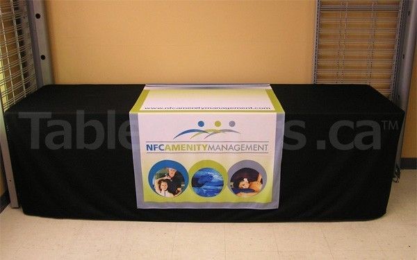 36" x 80" trade show table runner with logo custom printed