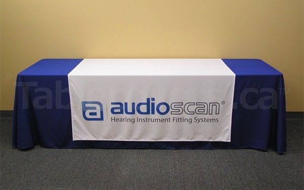60" x 60" trade show table runner with logo custom printed