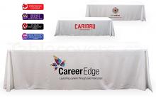 Custom printed affordable table cloths with logo for trade shows ...